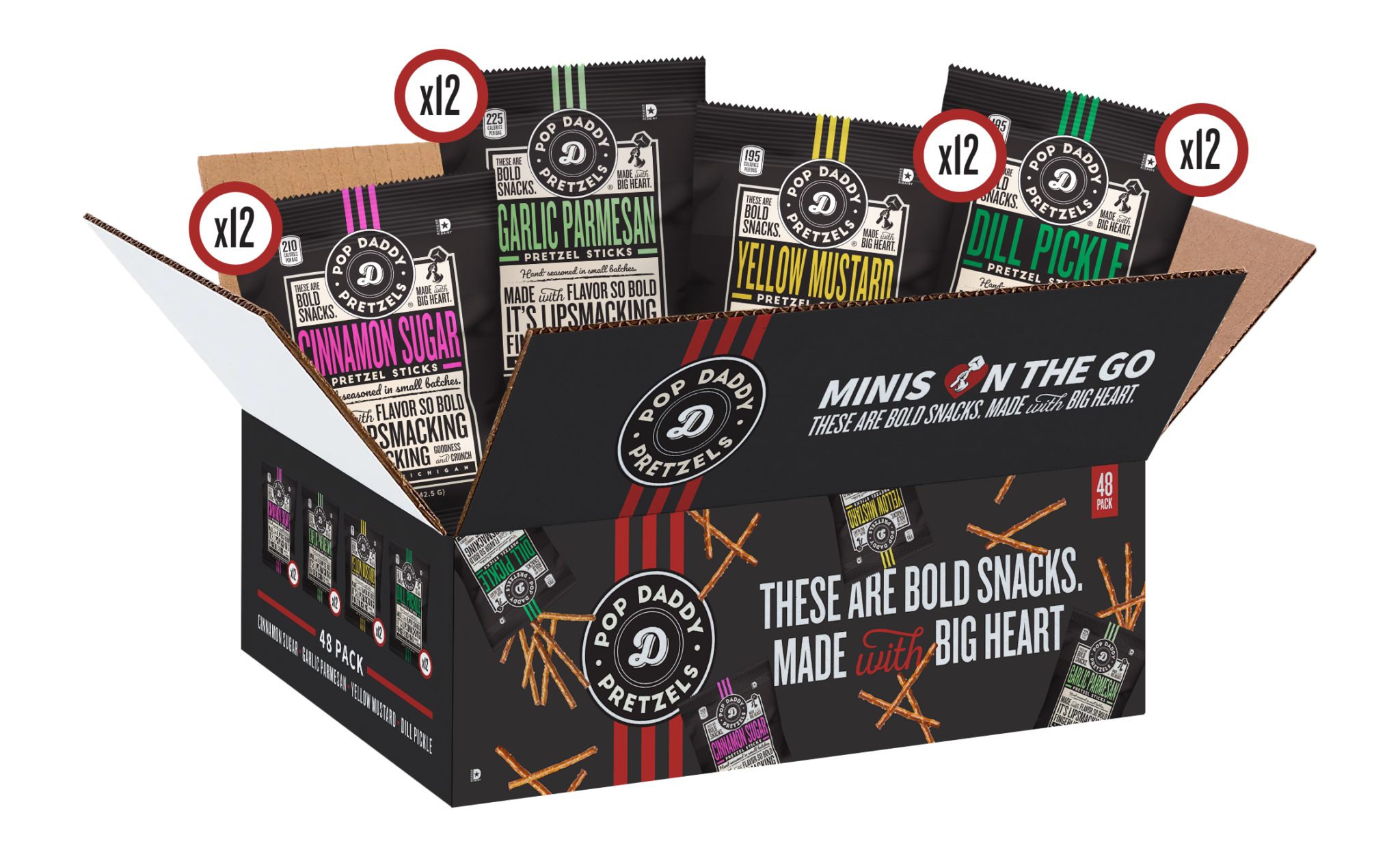 48 variety pack of mini pretzels (1.5 oz bag) - Pop Daddy Snacks